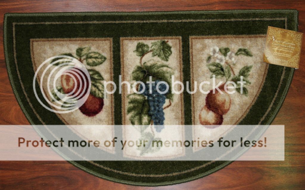 5' Octagon Kitchen Fruits Olive Green Beige Area Rug Washable Grape ...